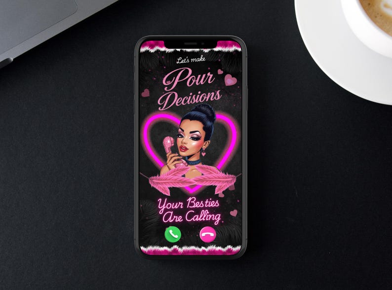 Pour Decisions Galentine’s Girls Night Video Invitation, Pink Cocktail ...