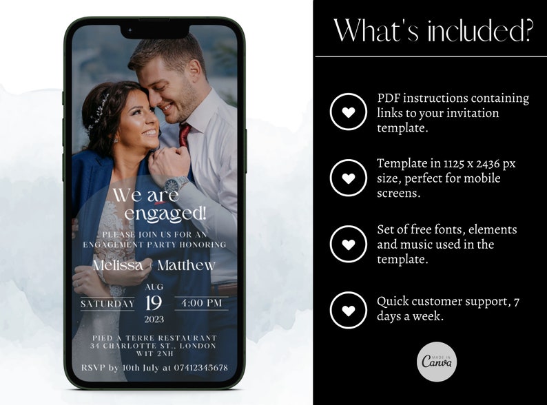 Animated Engagement Party Invitation Digital Engagement Announcement ...