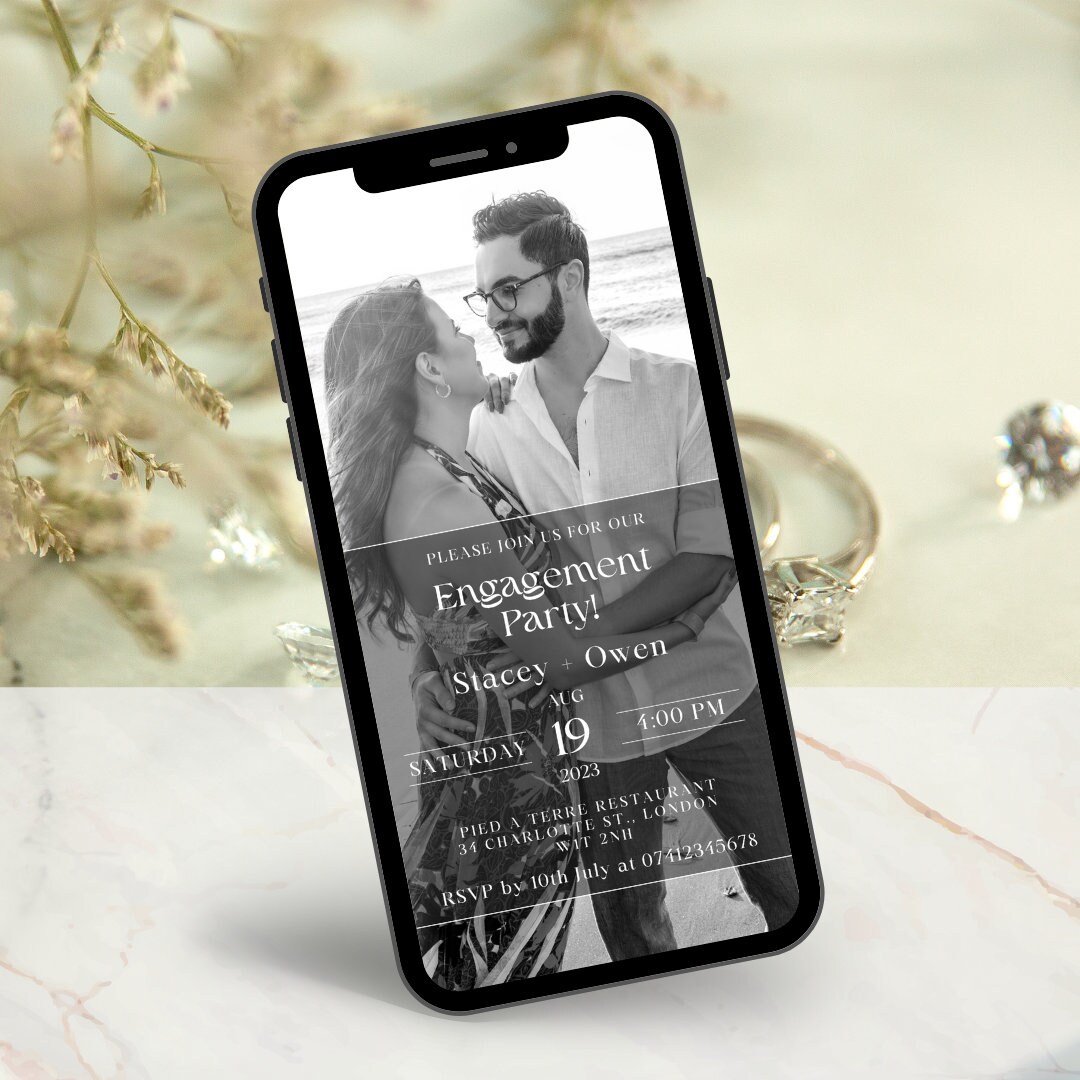 Animated Engagement Party Invitation Digital Engagement Announcement ...