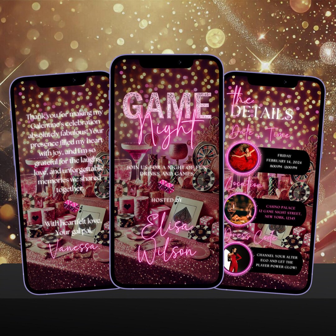 Games Night Out Invite | Editable Cocktail Party Invite | Digital ...