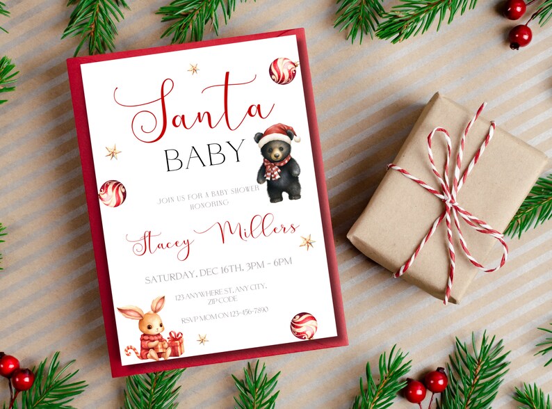 Santa Baby Shower Invitation Winter Baby Shower Printable Invitation ...