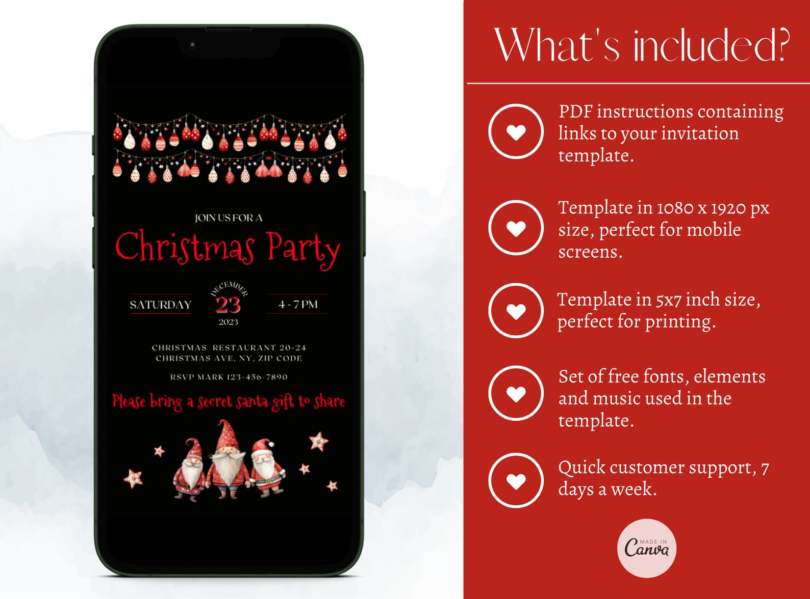 Christmas Party Printable Invitation Christmas Dinner - Etsy