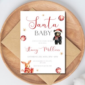 Santa Baby Shower Invitation Winter Baby Shower Printable Invitation ...