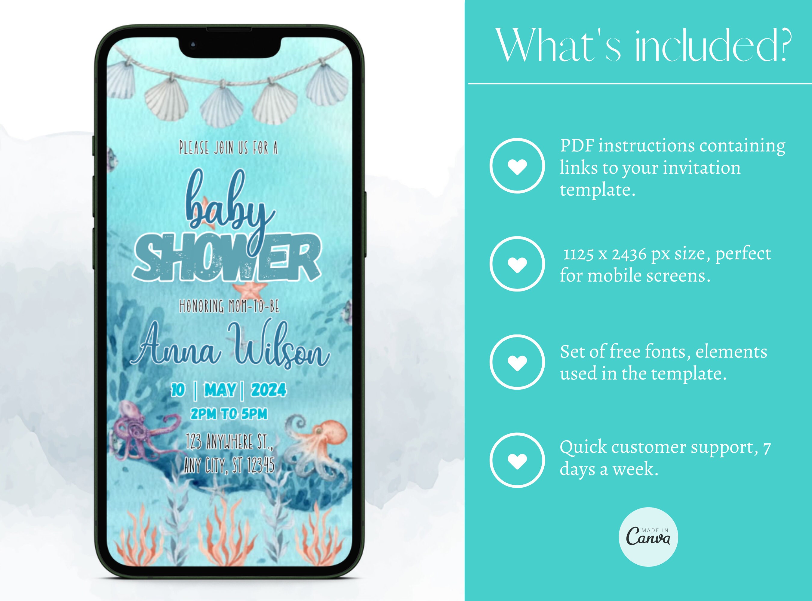 Animated Under the Sea Baby Shower Invitation | Ocean Baby Shower ...