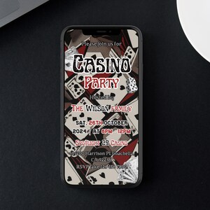 Casino Night Invite | Digital Poker Party Invite | Men Women Casino ...