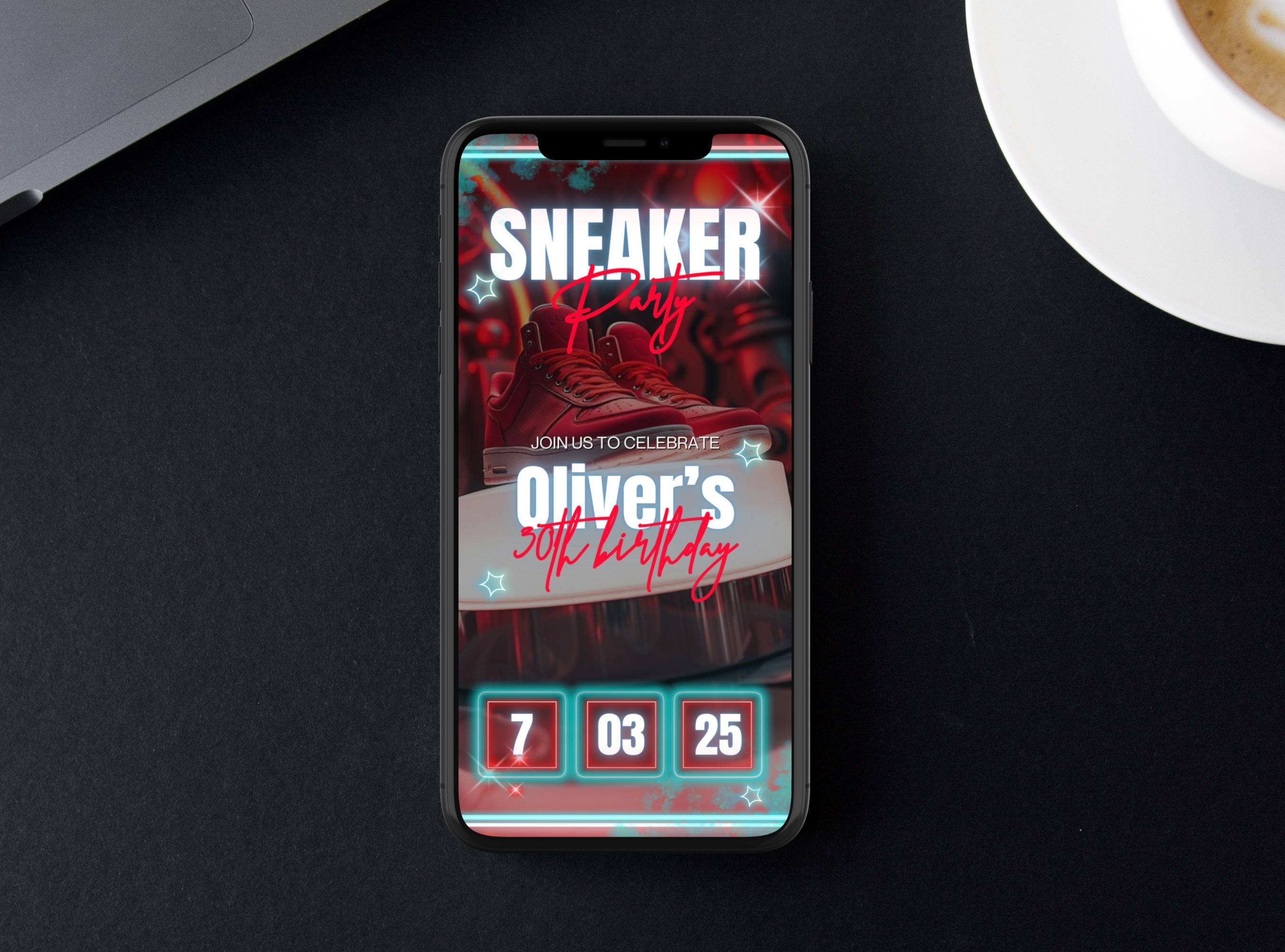 Sneakerhead Birthday Invitation, Digital Sneaker Party Invite, Animated ...