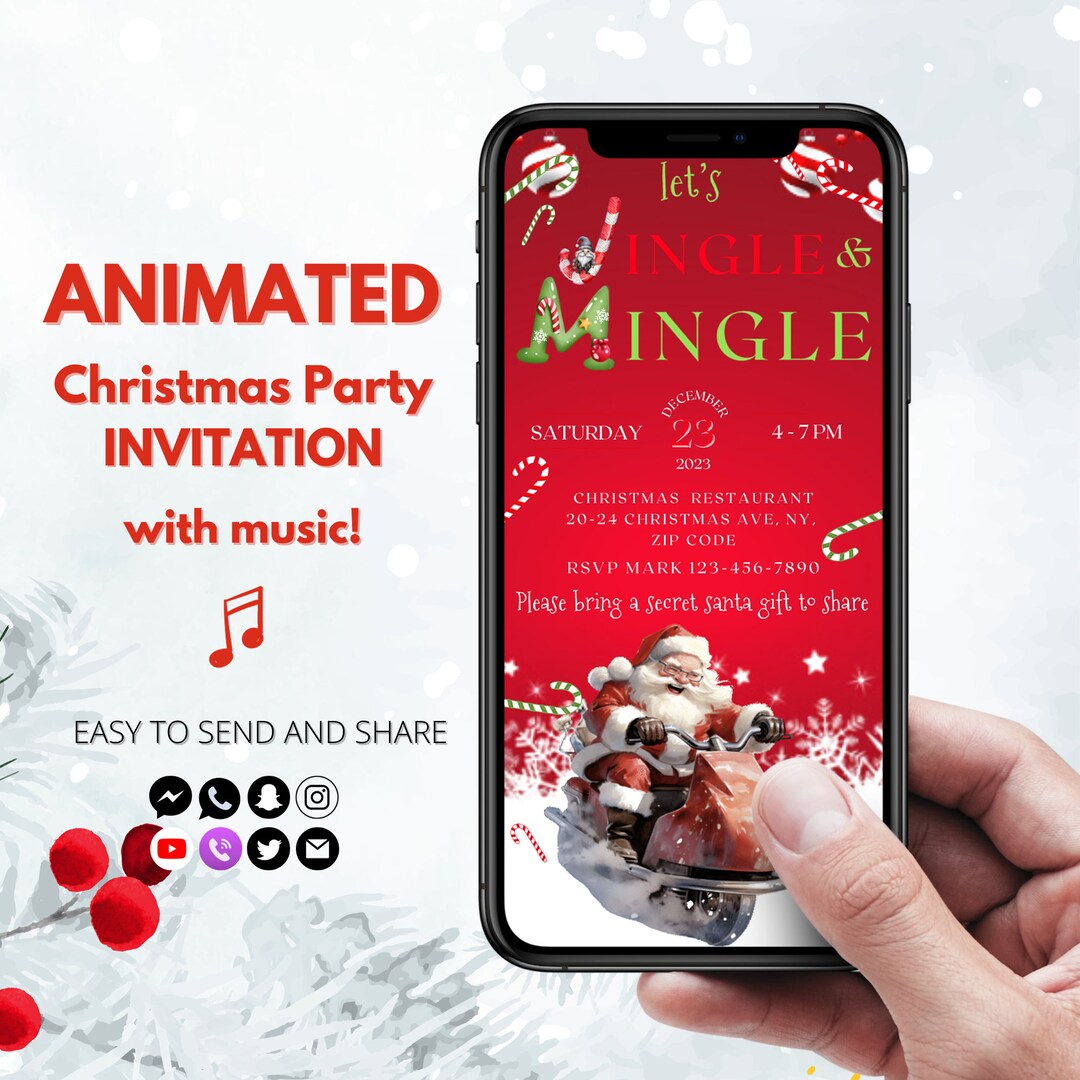 Jingle and Mingle Invitation Editable Template Christmas Party ...