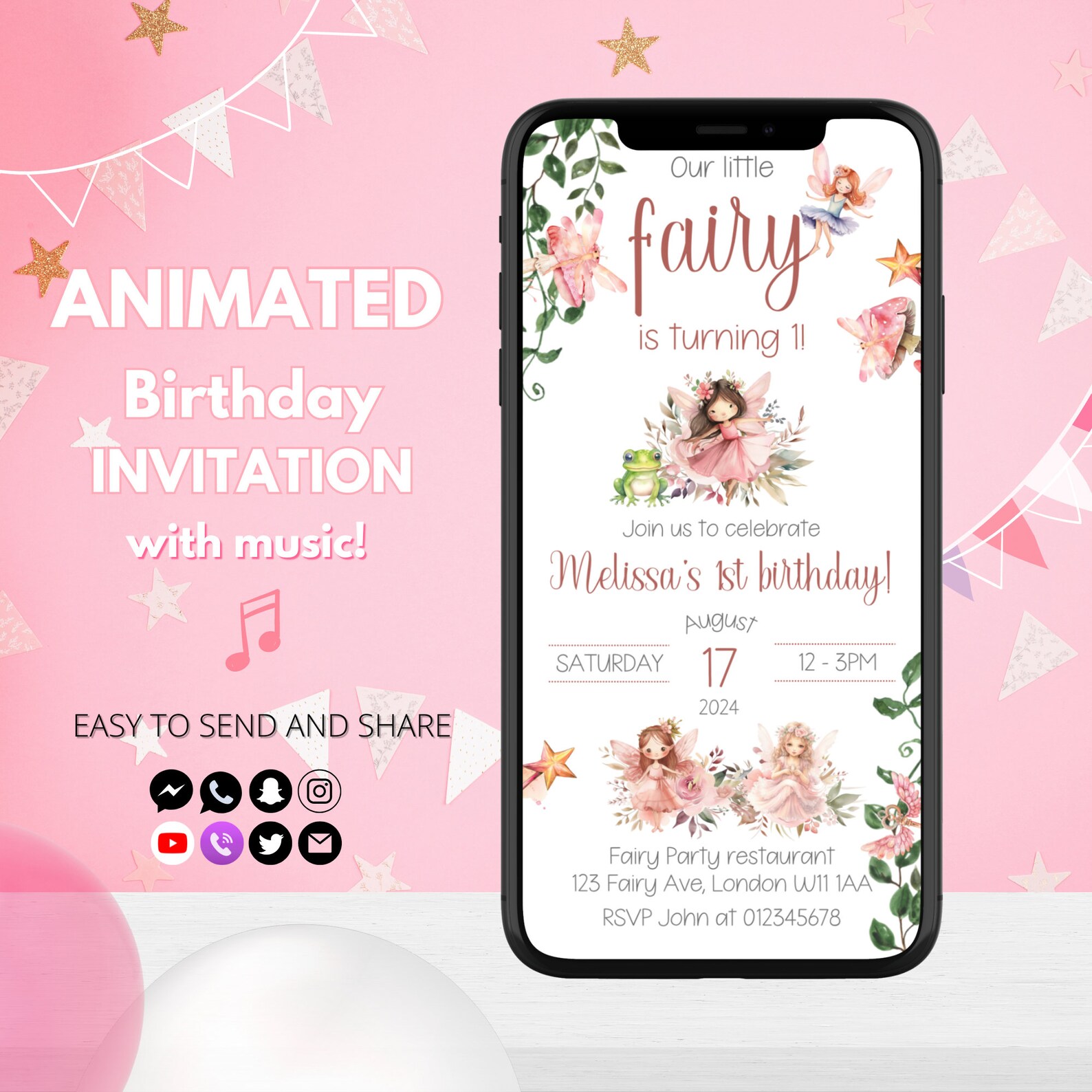 Fairy Birthday Video Invitation Fairy Garden Video Evite | Fairy Video Invitation | Enchanted ...