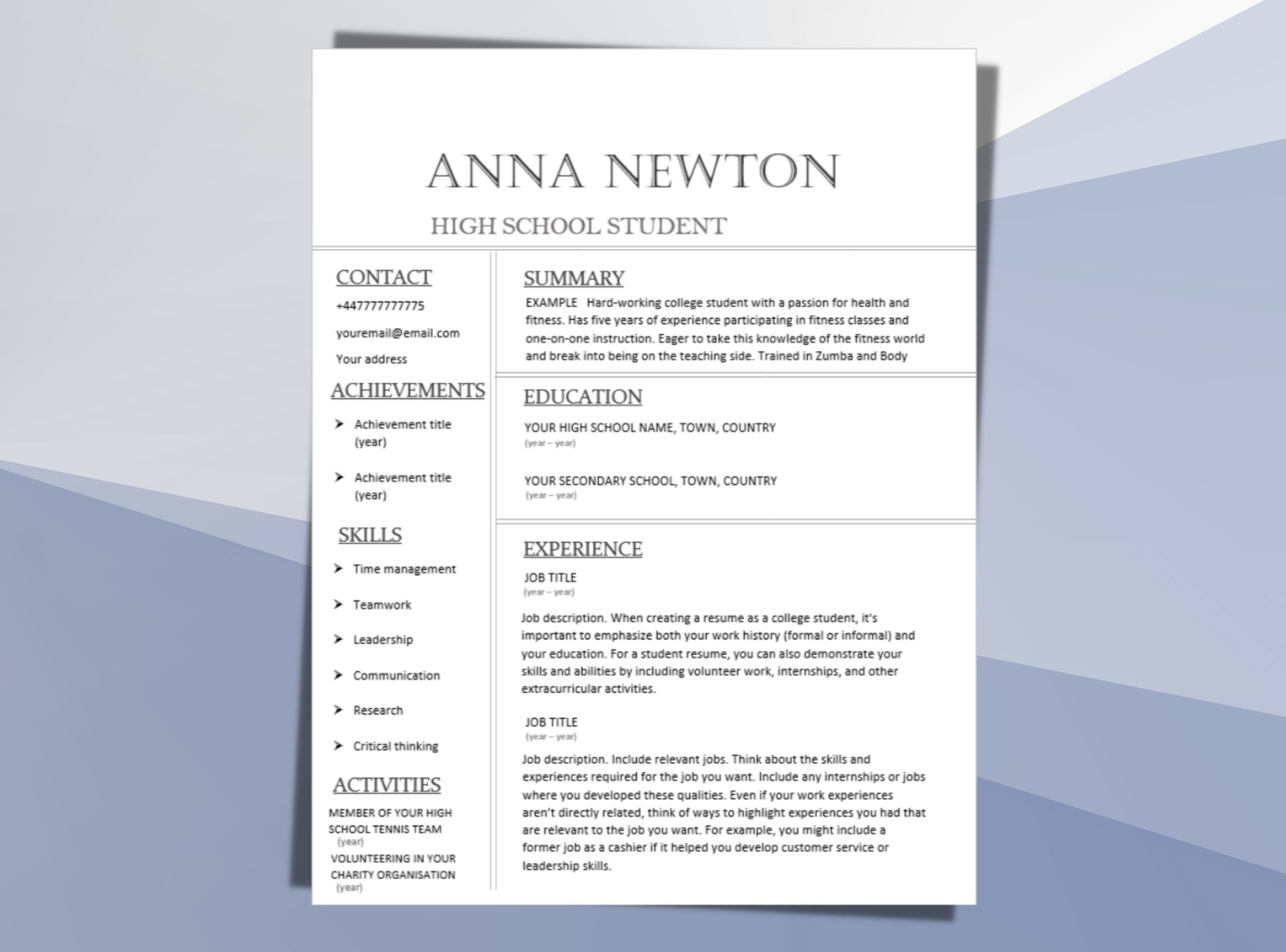 College Resume Template Word Professional Student Resume From College ...