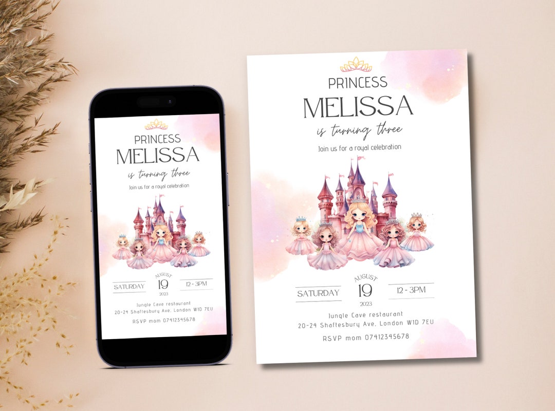 Magical Princess Invitation Digital Princess Birthday Invitation ...