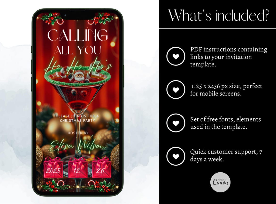 Animated Ho Ho Ho’s Christmas Party Invitation Template, Funny ...