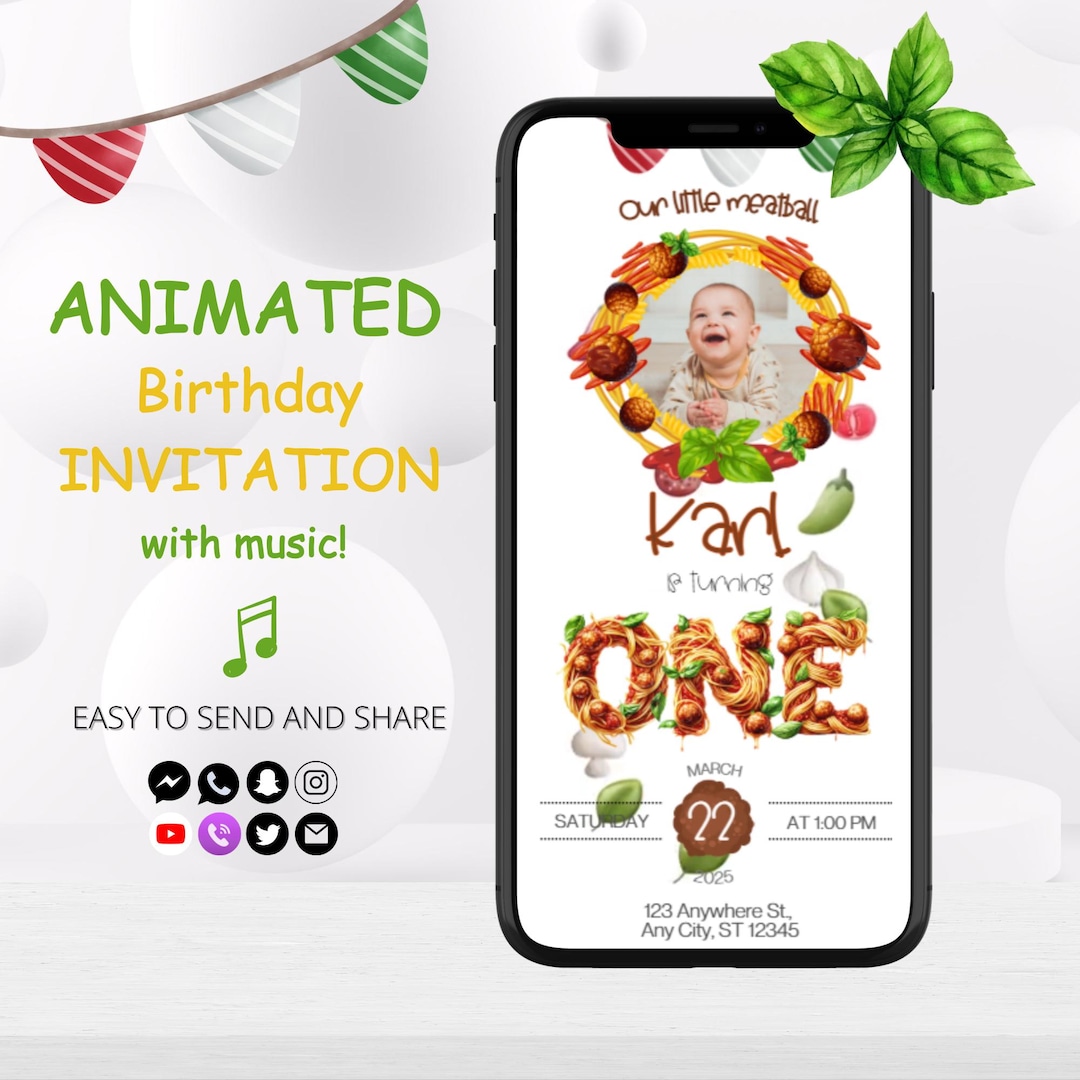 Meatball Birthday Invitation | Our Little Meatball is Turning One ...