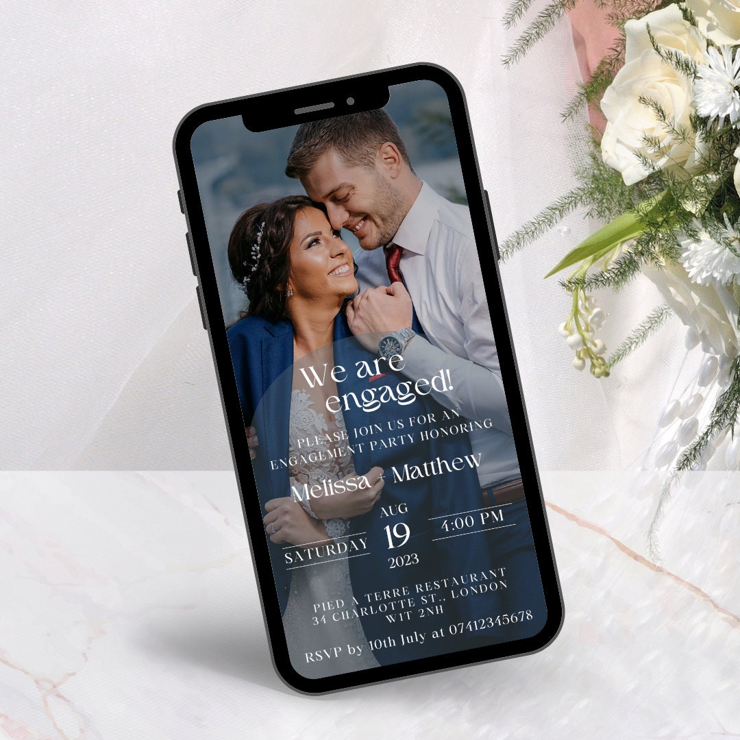 Animated Engagement Party Invitation Digital Engagement Announcement ...