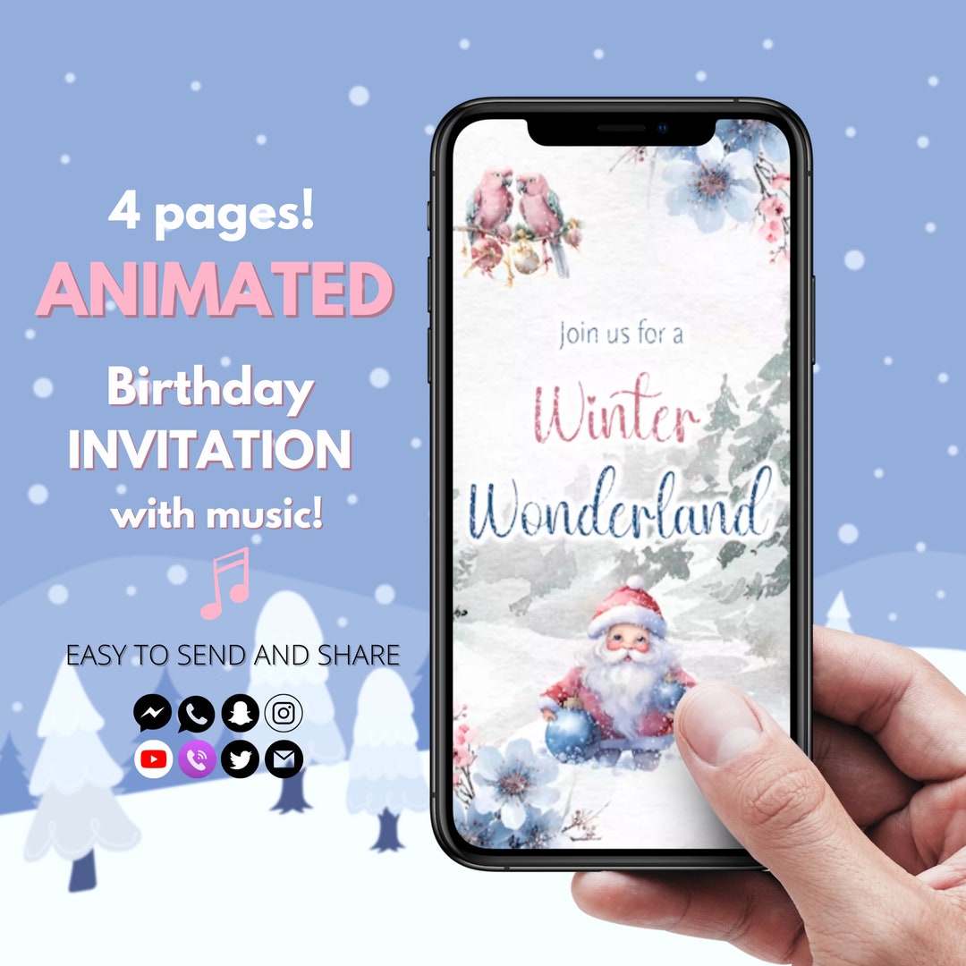 Winter Wonderland Video Invitation Minimalist Snowflake Invite Winter ...