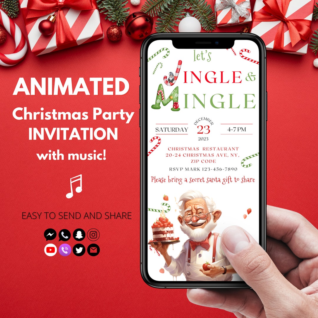 Jingle and Mingle Invitation Editable Christmas Party Invitation ...