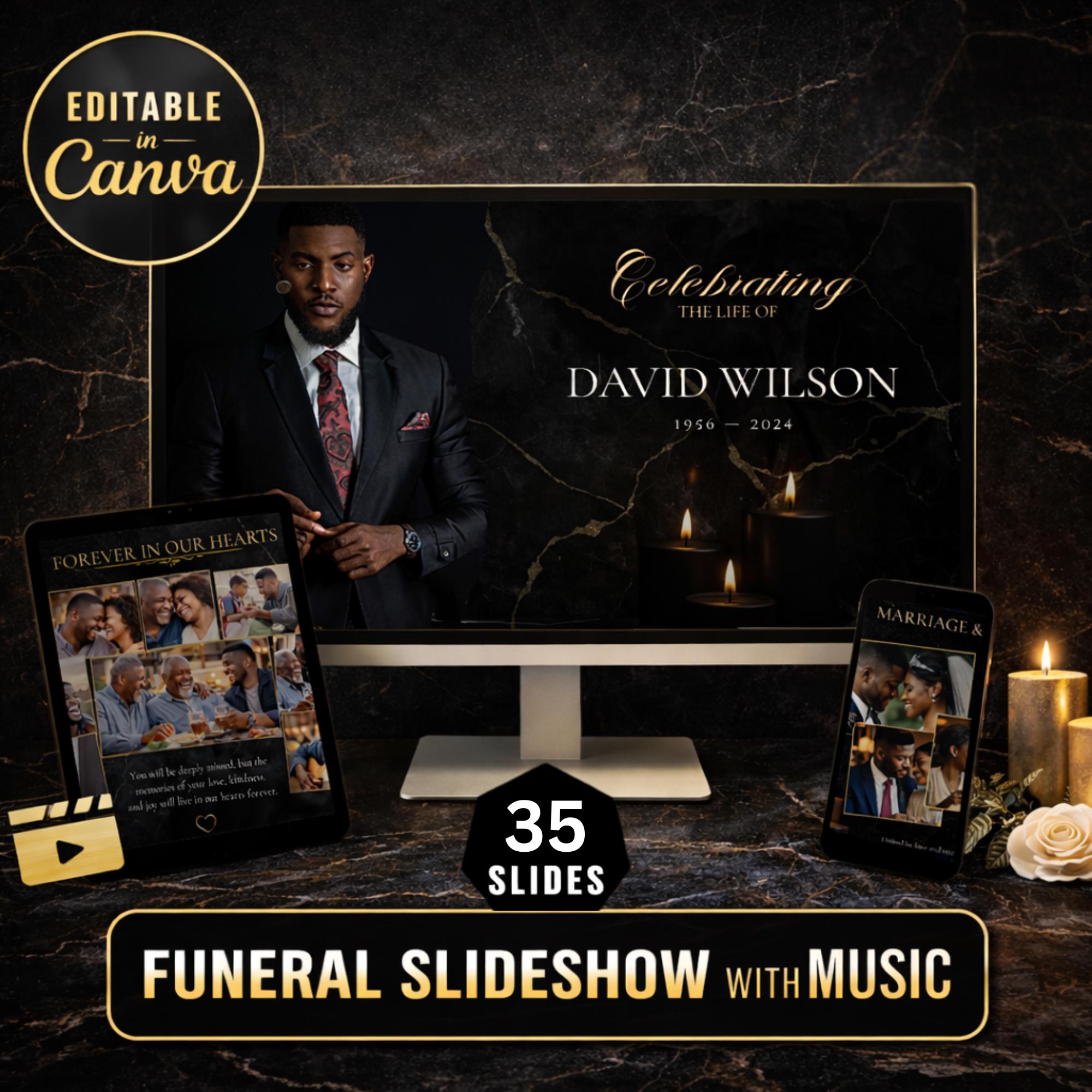 Funeral Slideshow Template Canva, Celebration of Life Memorial Video ...