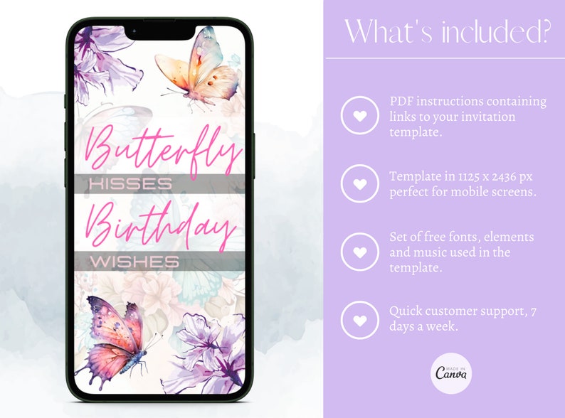 Animated Butterfly Birthday Video Invitation, First Birthday Girl ...