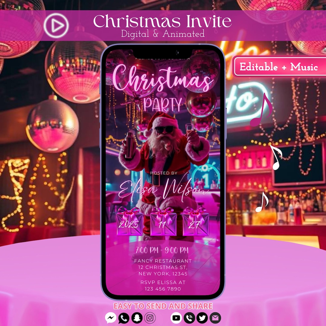 Funny Christmas Party Invite | Animated Holiday Invitation | Editable ...