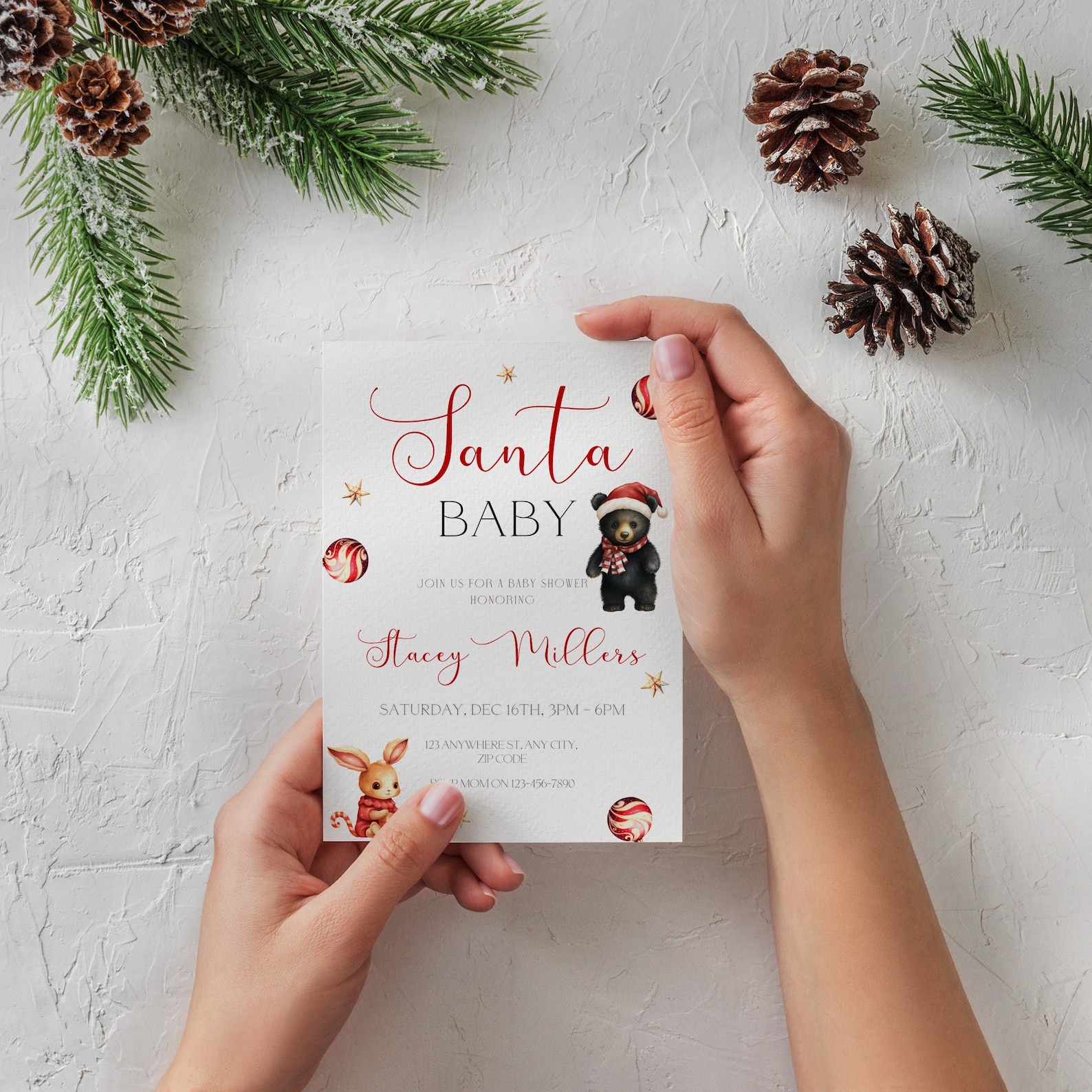 Santa Baby Shower Invitation Winter Baby Shower Printable Invitation ...