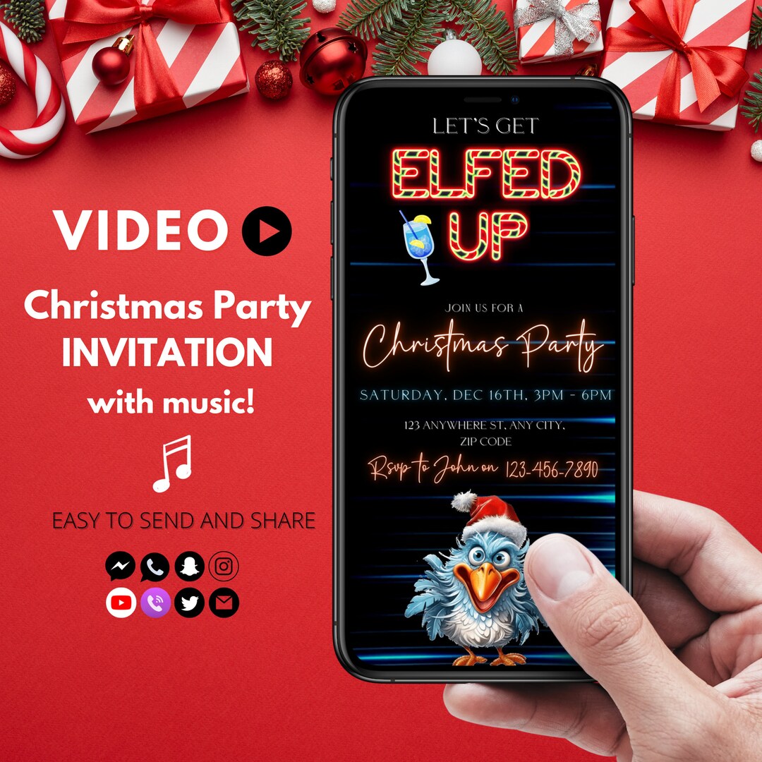 Funny Christmas Party Invitation Editable Christmas Party Video ...