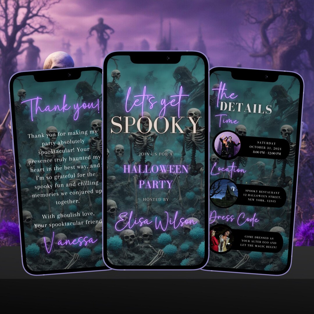 Digital Halloween Party Invitation Editable Spooky Bash Invite ...