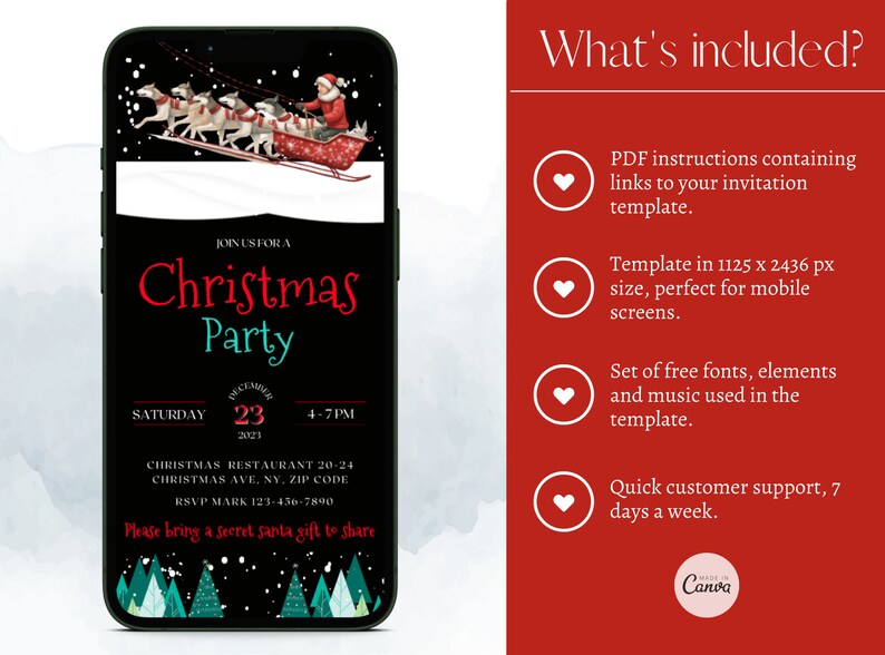 Editable Christmas Party Invitation Santa Claus Christmas - Etsy