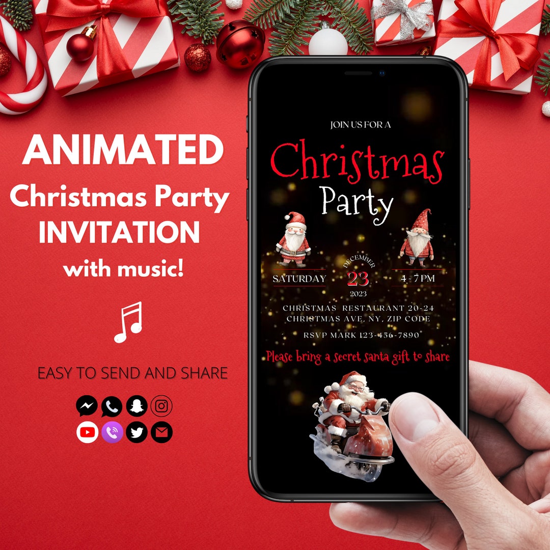 Animated Christmas Party Invitation Christmas Dinner Party Invitation ...