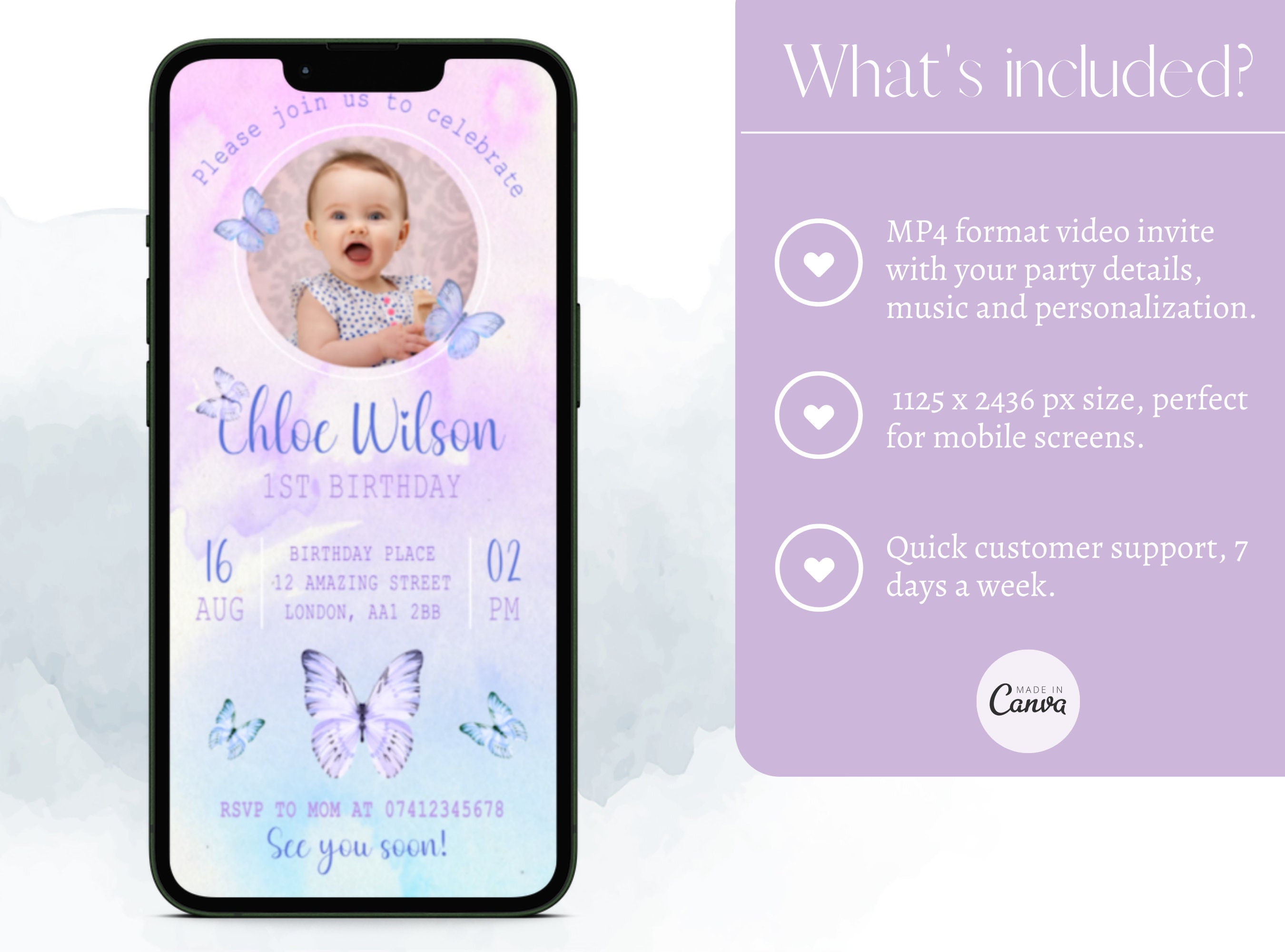 Butterfly Birthday Invitation Animated Little Butterfly Birthday Video ...