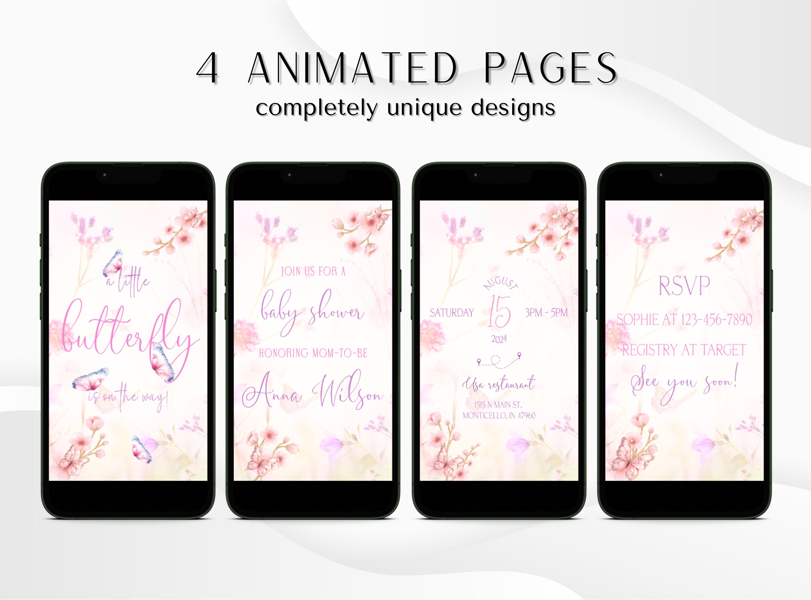 Butterfly Baby Shower Invitation Butterfly Video Invitation Animated ...