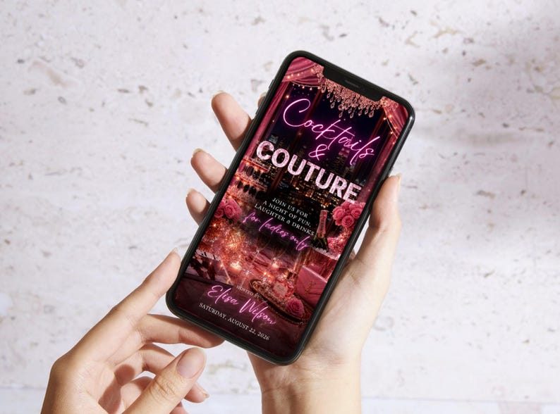Ladies Night Invitation Template, Cocktail Party Invite, Editable Canva ...