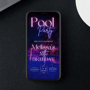 Editable Pool Birthday Invite | Animated Digital Invitation for Summer ...