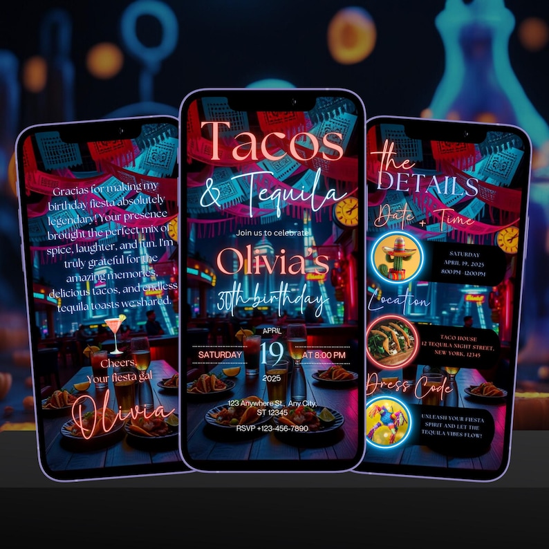 Tacos and Tequila Birthday Invitation | Editable Digital Invitation ...