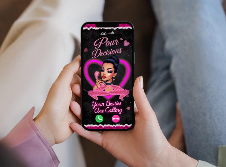 Pour Decisions Galentine’s Girls Night Video Invitation, Pink Cocktail ...