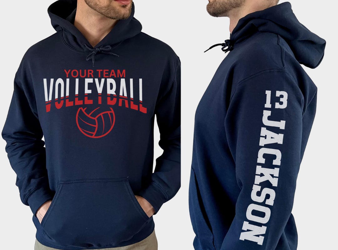 Customized Volleyball Team Hoodie, Custom Volleyball Sweatshirt, Game ...
