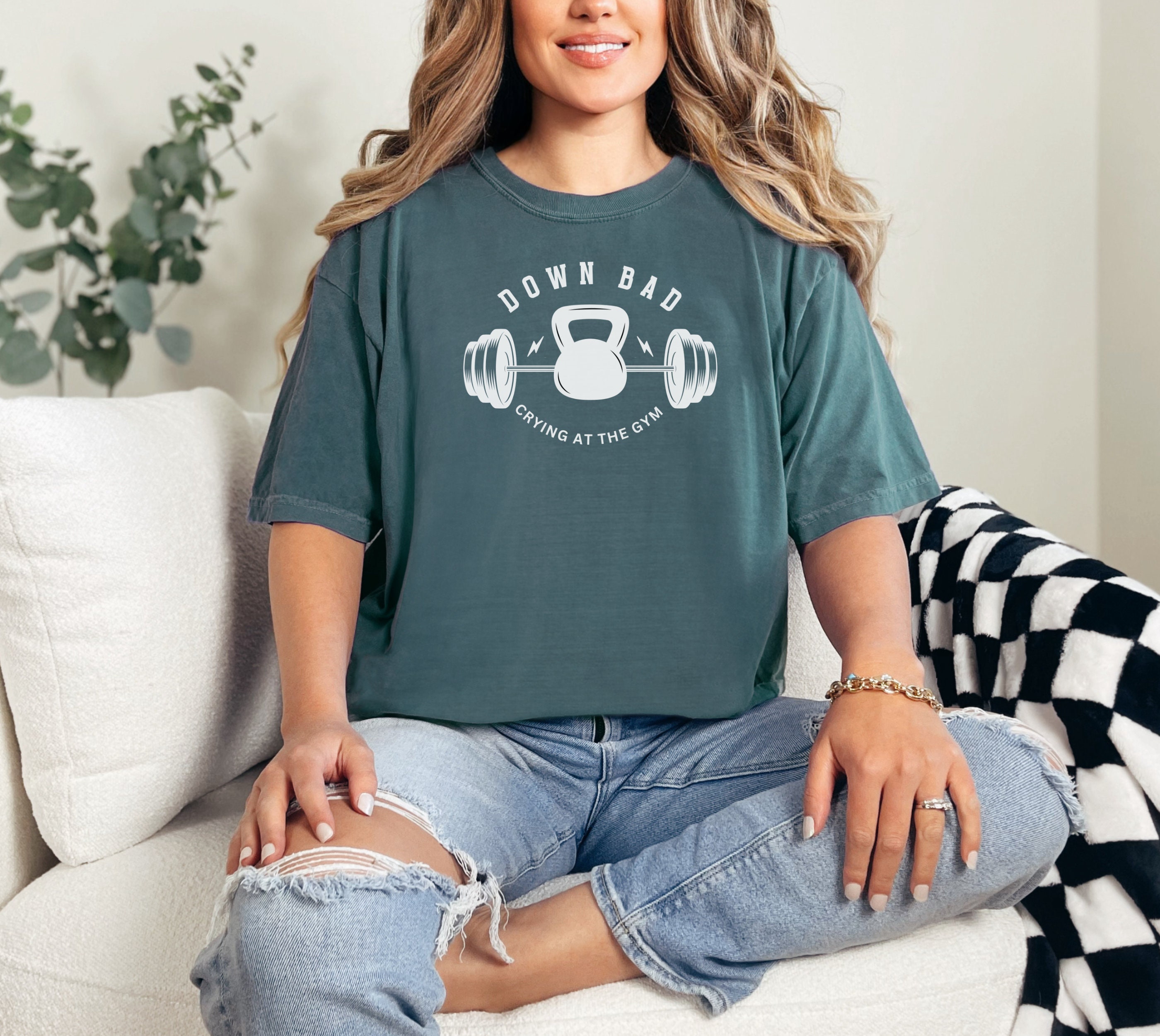 Down Bad Crying Shirt, Weightlifting T-shirt, Comfort Colors Gym Tshirt ...