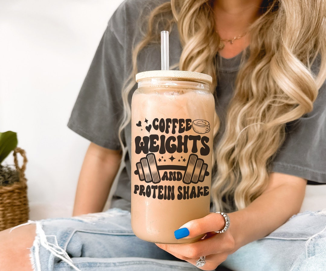 Gym Lover Glass Cup, Gym Gifts, Beer Can Glass With Lid & Straw ...