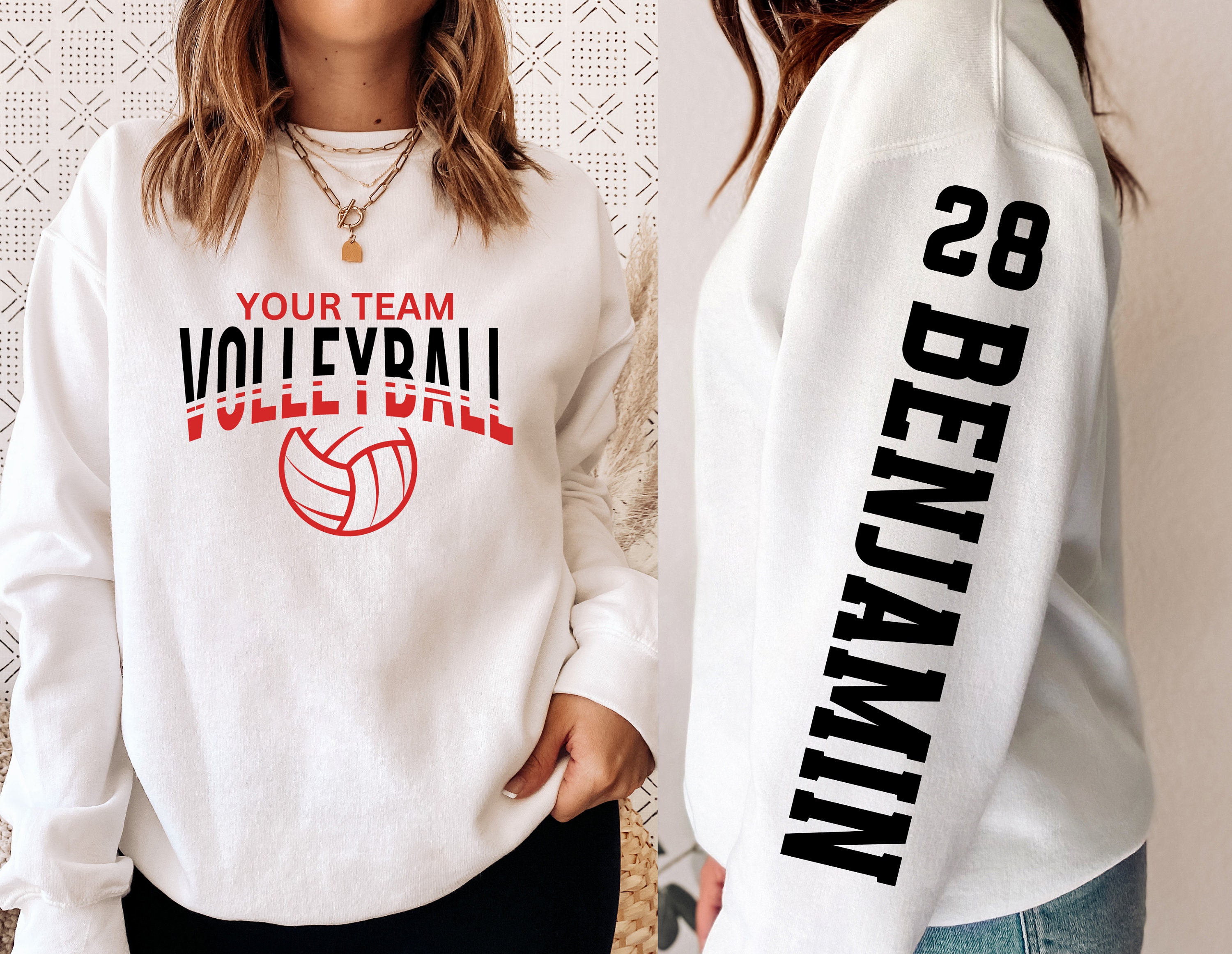 Customized Volleyball Team Hoodie, Custom Volleyball Sweatshirt, Game ...