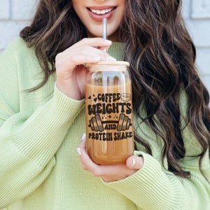 Gym Lover Glass Cup, Gym Gifts, Beer Can Glass With Lid & Straw ...