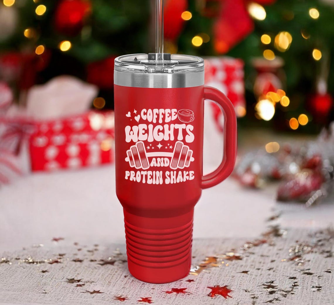 Gym Travel Mug, Custom 40oz Gym Tumbler With Handle & Straw, Custom ...