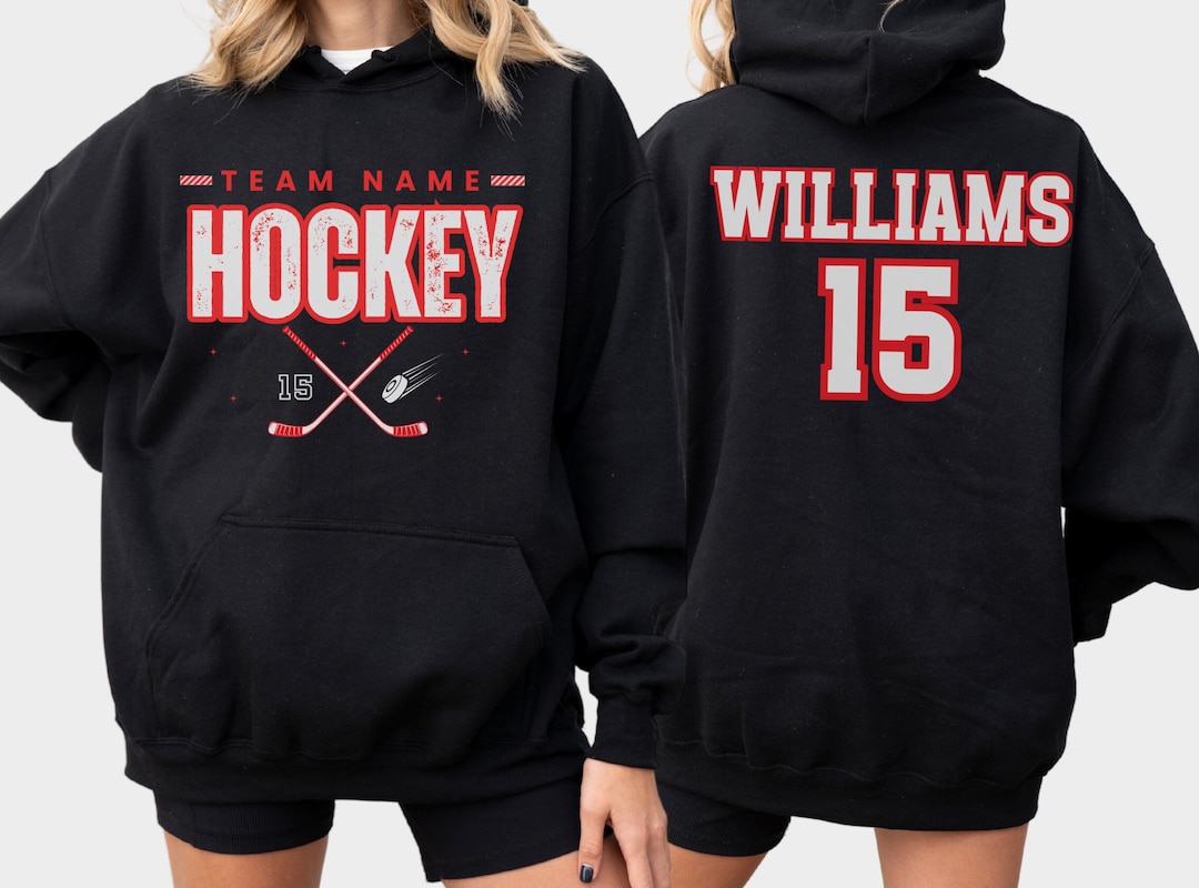 Personalized Hockey Team Hoodie, Custom Hockey Lover Sweatshirt, Custom ...