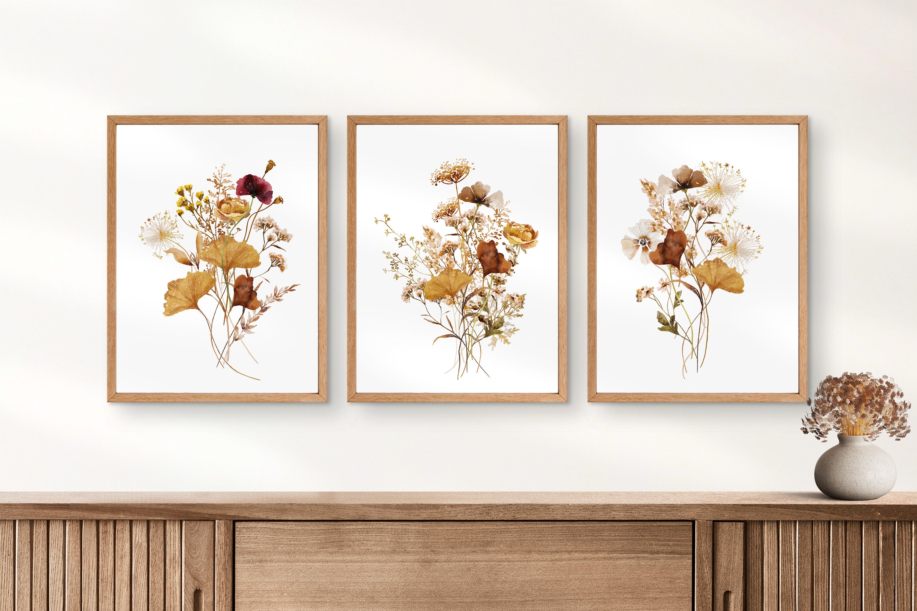 Watercolor Wildflower Art Set of 3 Meadow Flowers Floral Printable Art ...