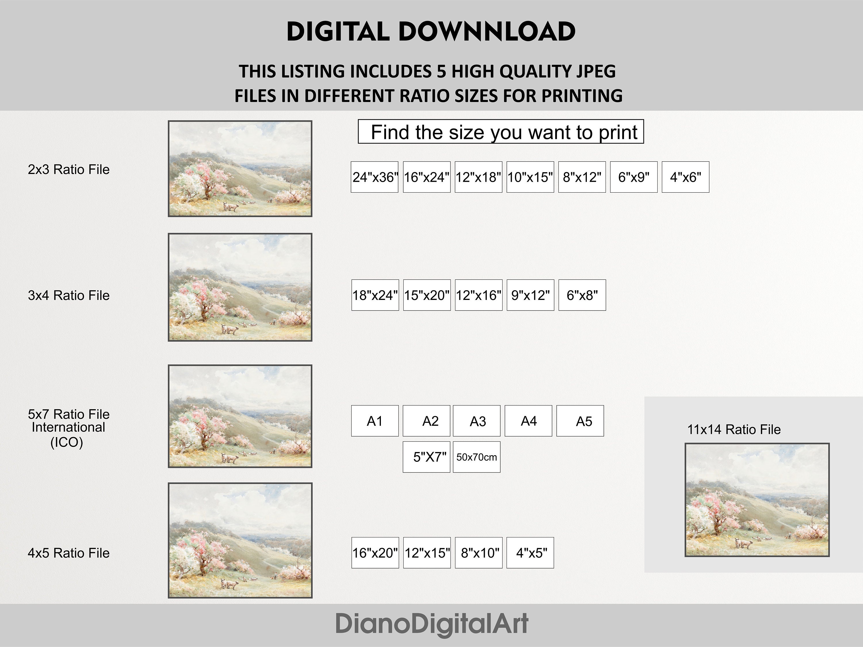 Printable Spring Meadow Painting, Country Field Soft Colors, Vintage ...