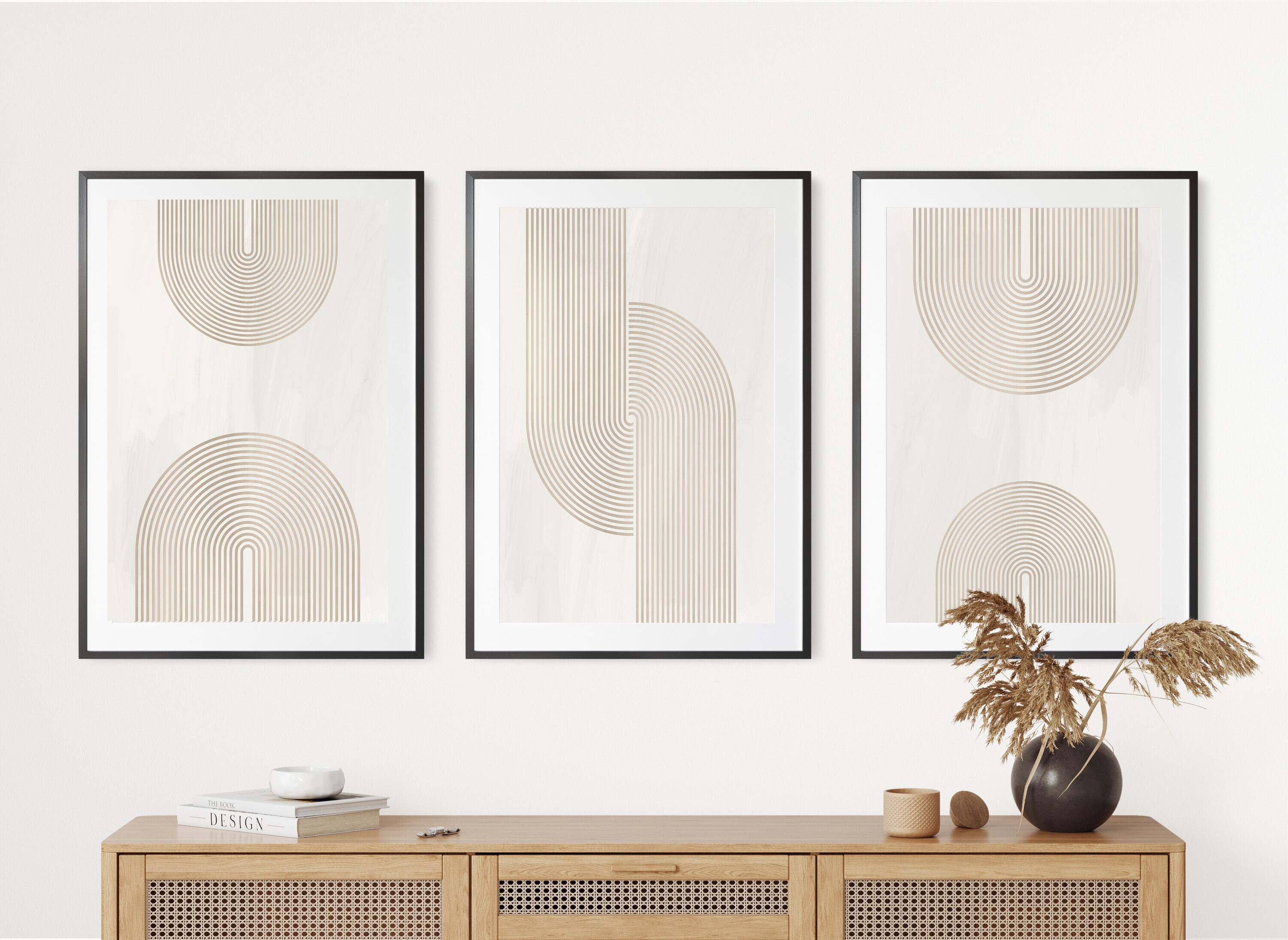 Abstrakte Wand Kunst Neutrale Töne, Mid Century Moderne Wand Kunst 3er Set, Neutrale Abstrakte ...