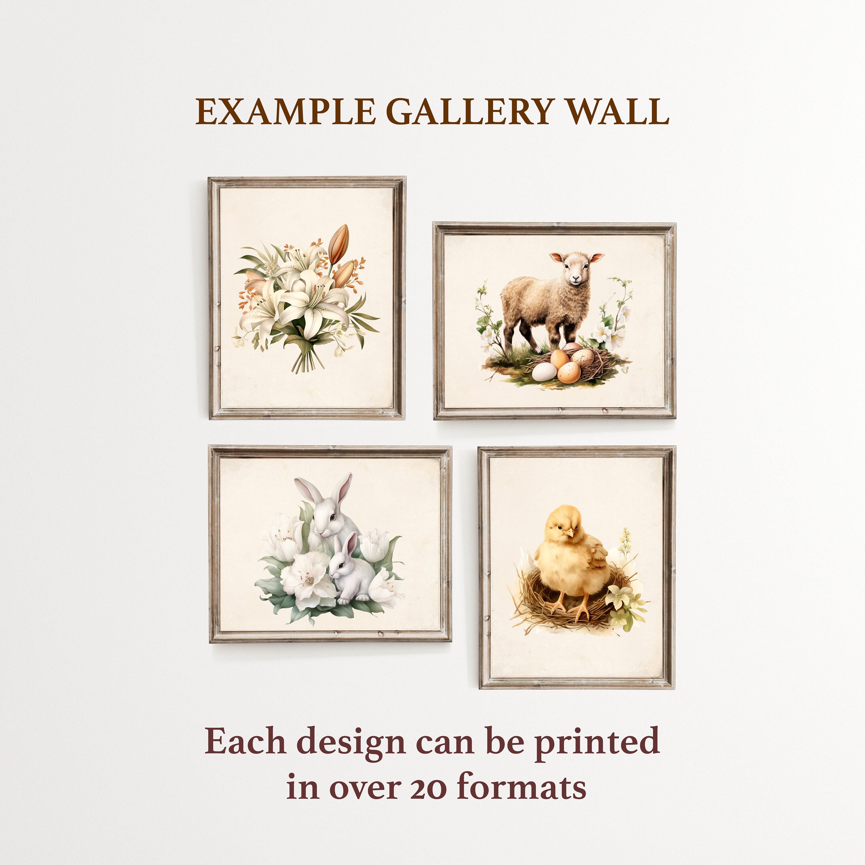 Set of 7 Vintage Easter Prints, Printable Spring Gallery Wall Set ...