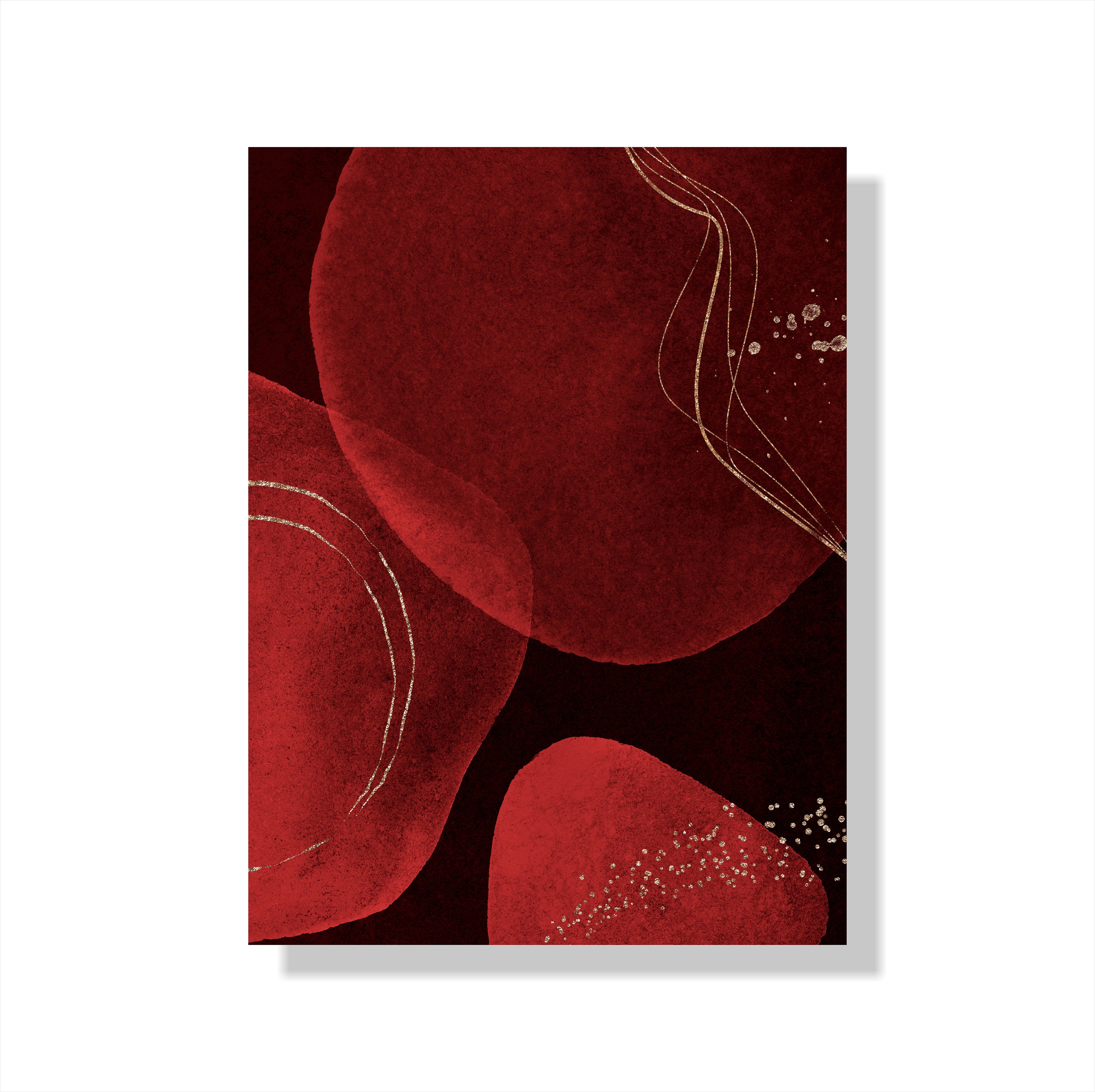 Red Abstract Print, Boho Printable Wall Art Set of 3, Minimalist ...