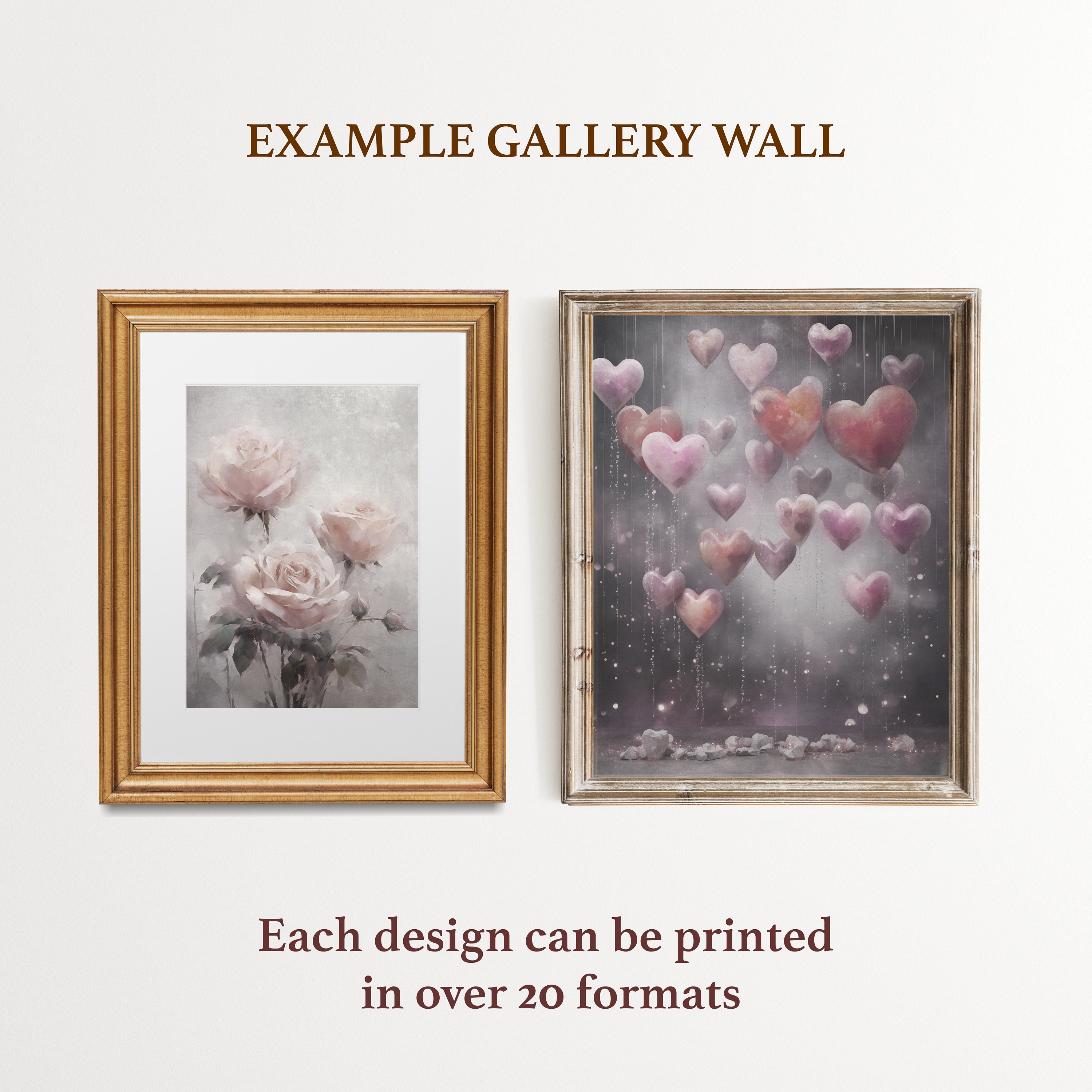 Valentines Gallery Wall Set, Valentines Day Home Decor, Romantic Red ...