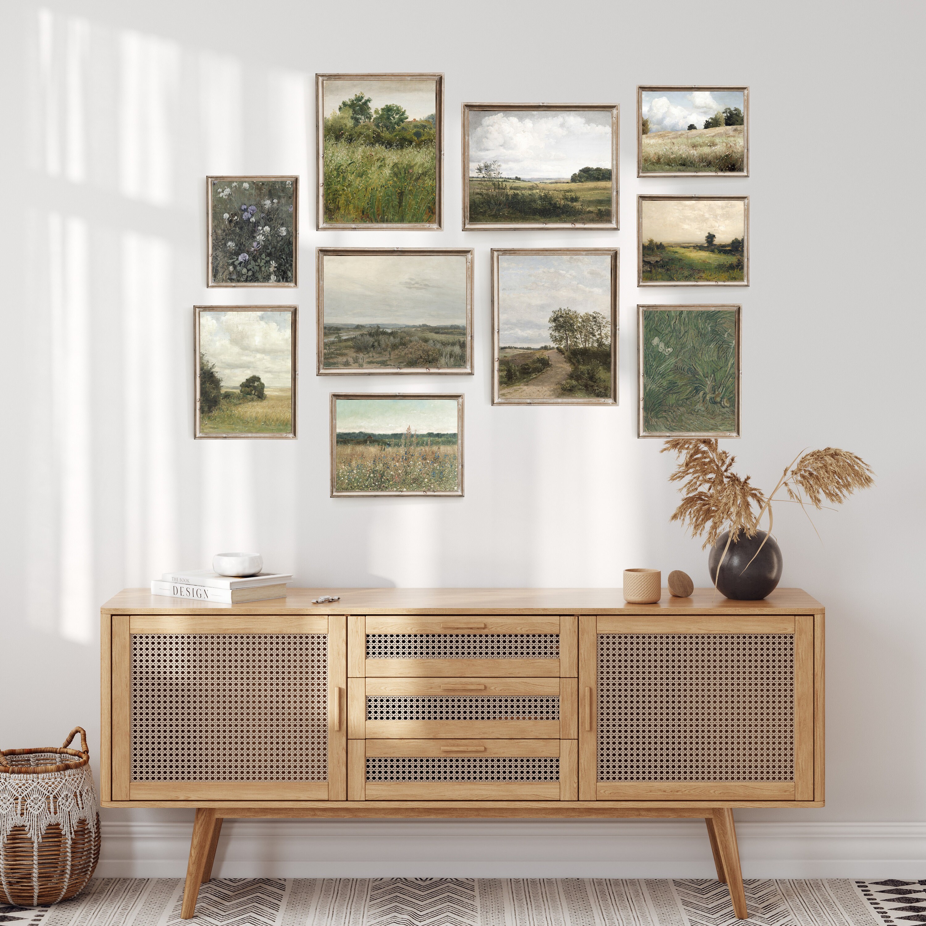 Vintage Set of Ten Gallery Prints in Dark Green Tones for Digital ...