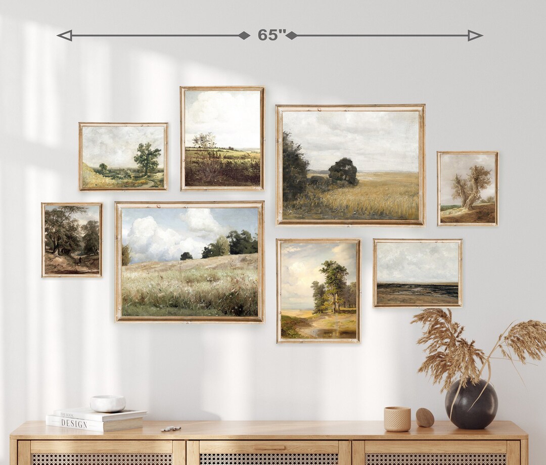 Vintage Set of 8 Gallery Prints for Digital Download, Neutral Tone ...