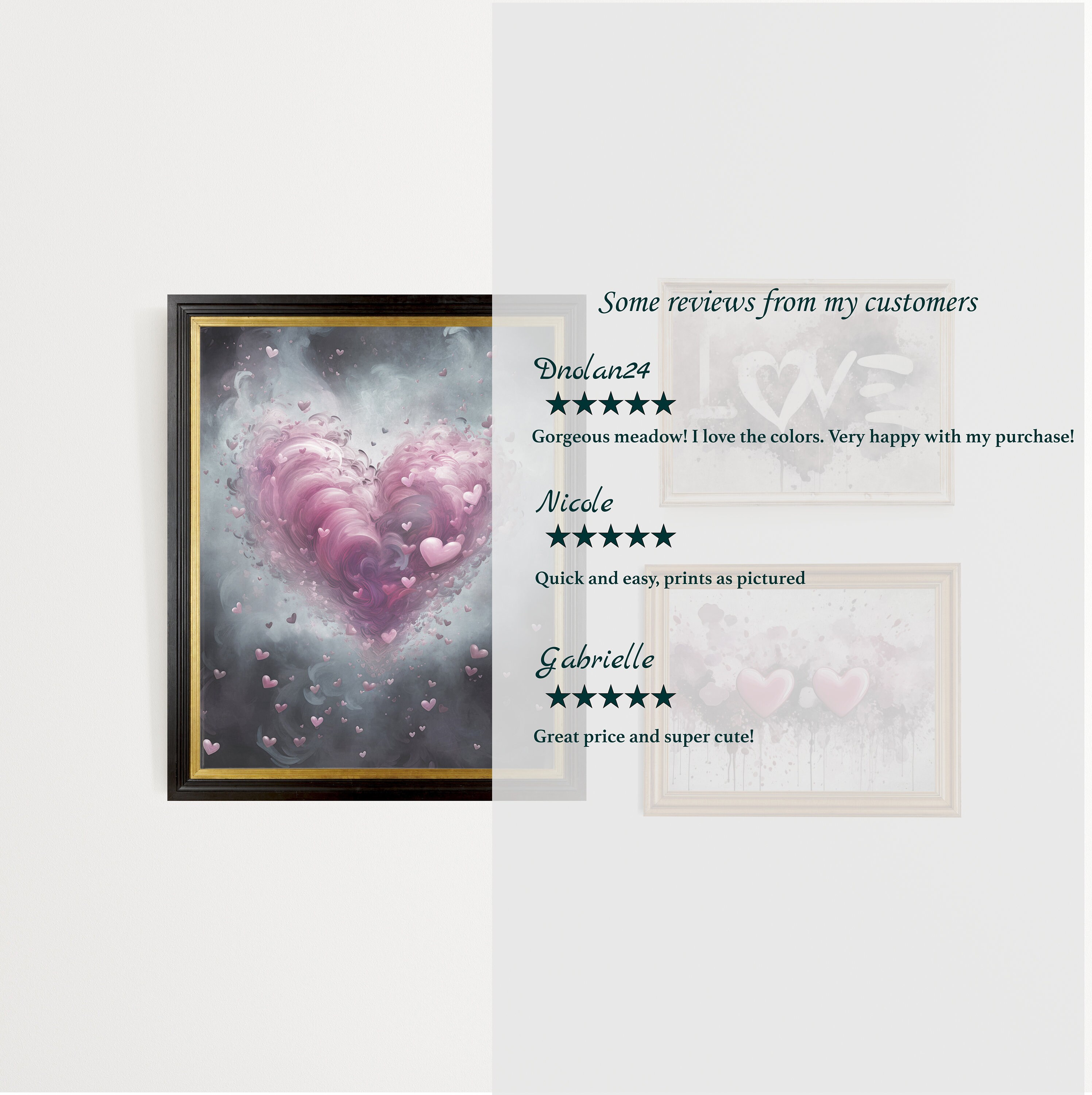 Valentines Gallery Wall Set, Valentines Day Home Decor, Romantic Red ...