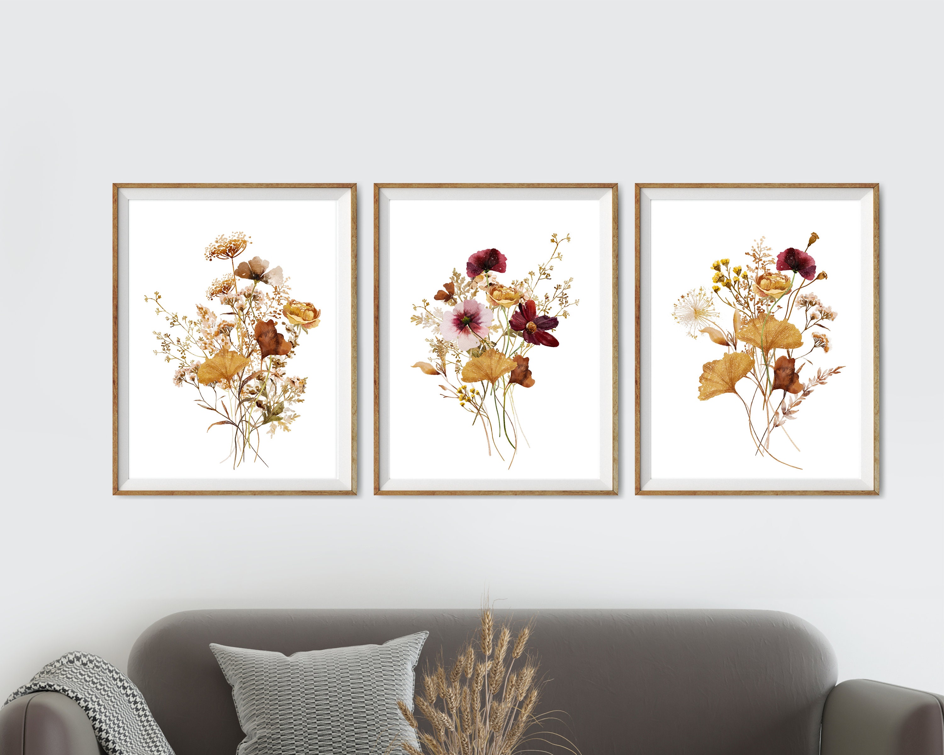 Watercolor Botanical Print Set of 3. Fall Decor. Autumn Prints ...